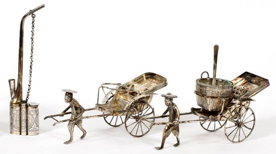 Antique Chinese Silver Rickshaw Form Salt