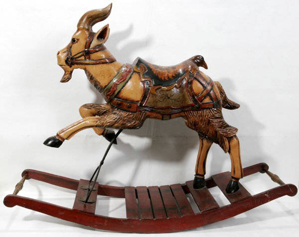 Wood 'goat Form' Rocking Horse, Early 20th C.