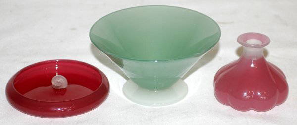 Steuben Glass Dish Bowl & Cologne Bottle C1910