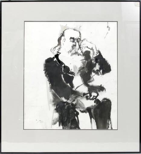 Richard Jerzy Watercolor/india Ink Bearded Man