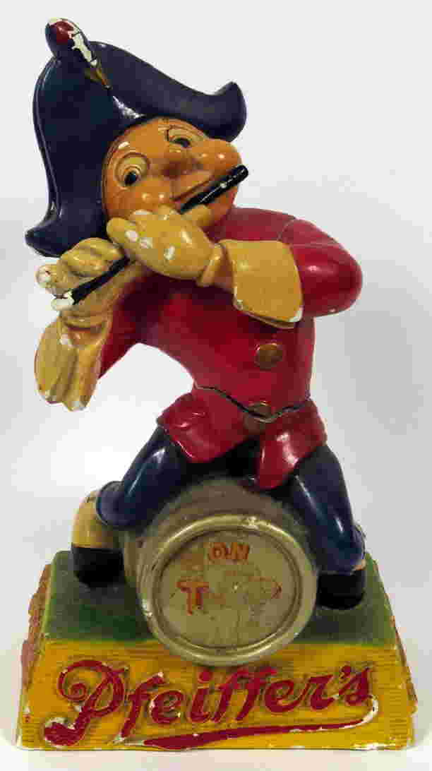 PFEIFFER BREWING CO. DETROIT PLASTER FLUTE PLAYER PFEIFFER BREWING CO. DETROIT PLASTER FLUTE PLAYER