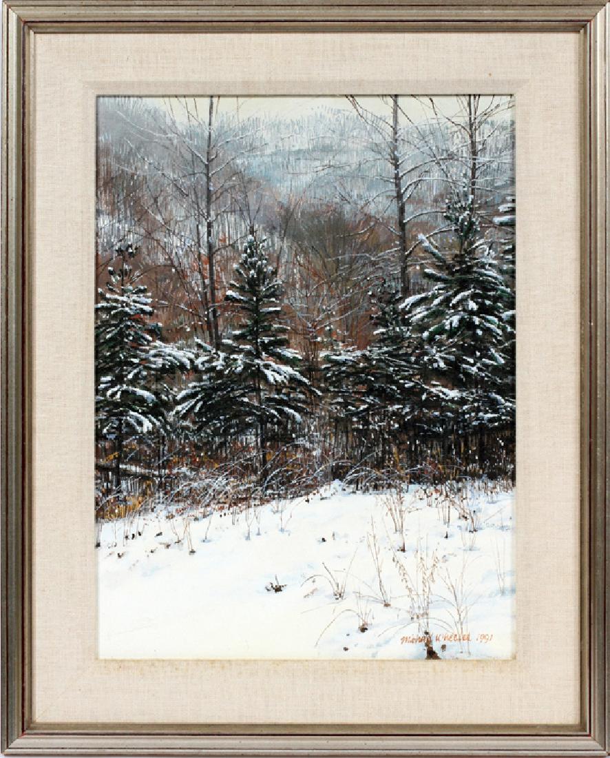 MICHAEL WHEELER OIL ON CANVAS WINTER LANDSCAPE 1991