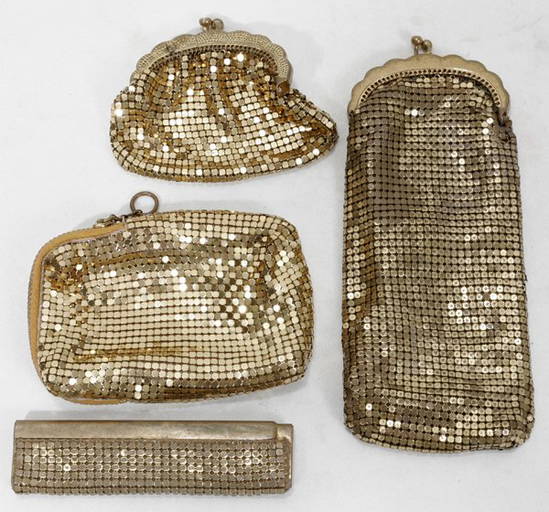 American Gold Metal Mesh Change Purse, Comb
