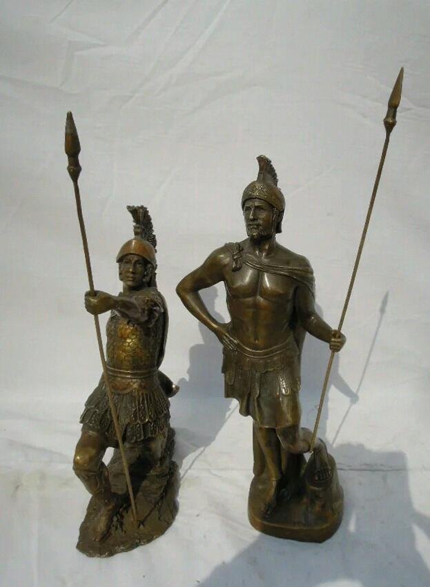 Vintage Bronze Knight Statues