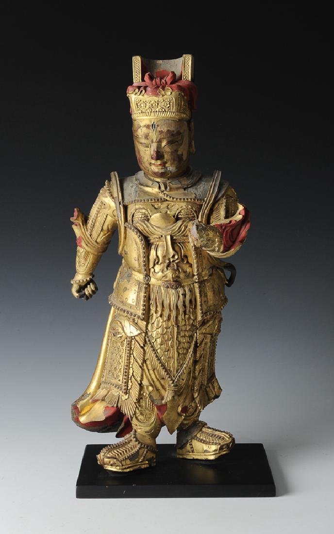 Chinese Wood Carved Figure Of Wei Tuo, 19th C