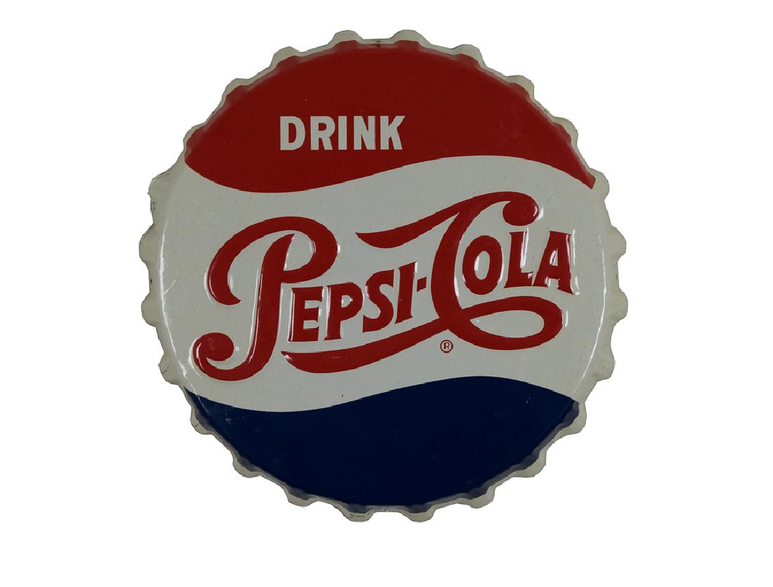NOS Pepsi Bottle Cap Embossed Tin Sign