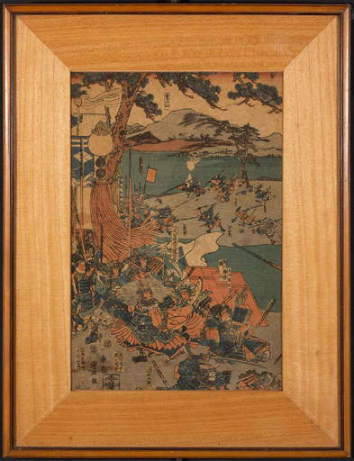 Japanese Woodblock Of Battle Scene, 19th Century
