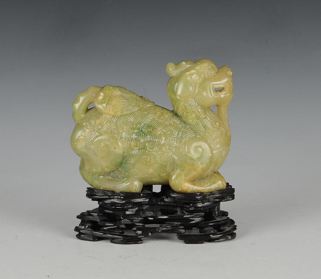 Chinese Jade Qilin W/ Stand, 19th Century