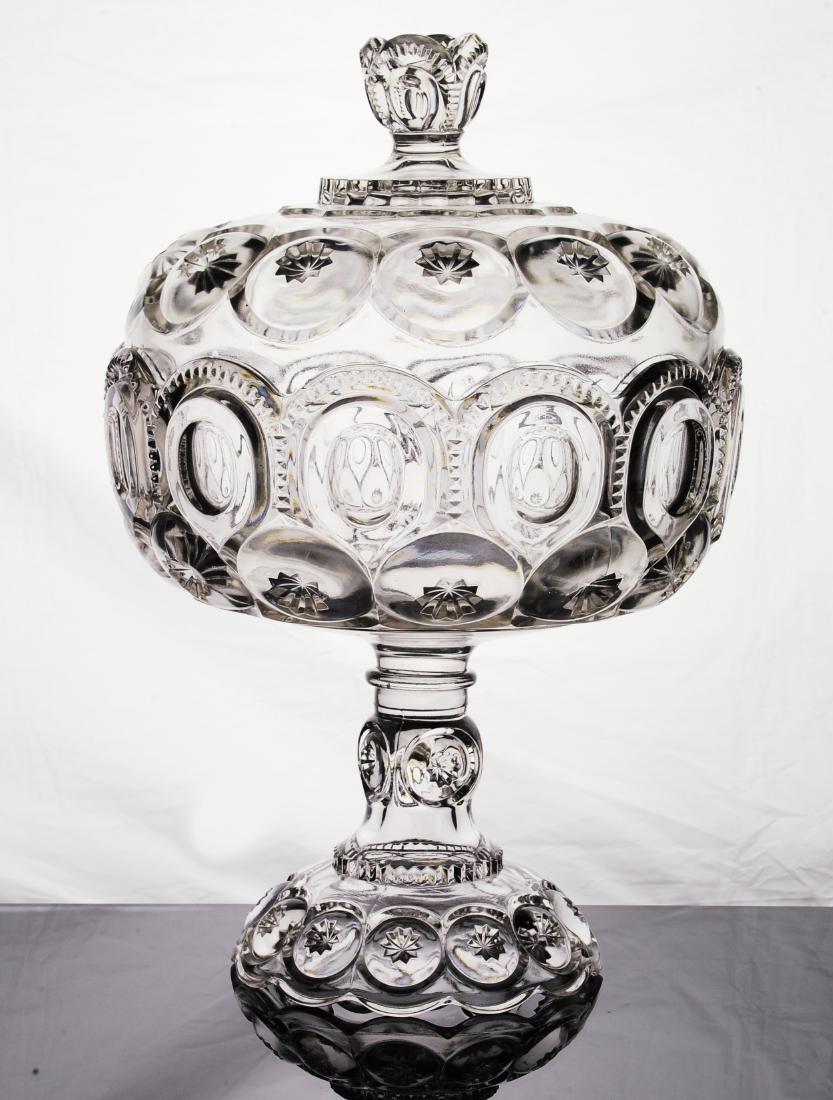 EAPG Large Covered Compote w/ Star & Thumbprint