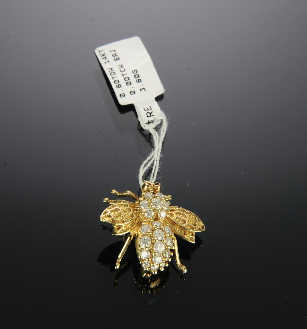 14K Gold & Diamond Honey Bee Pin