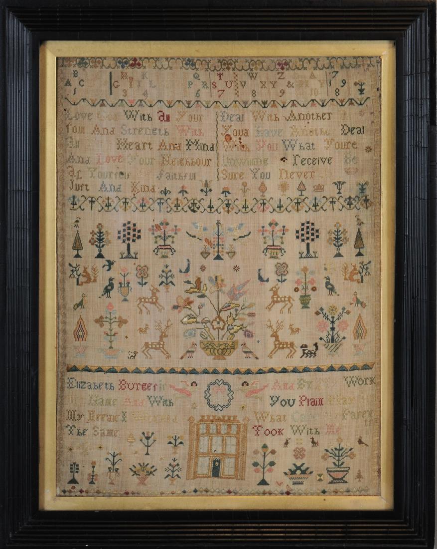 1798 English Sampler by Mary Burger