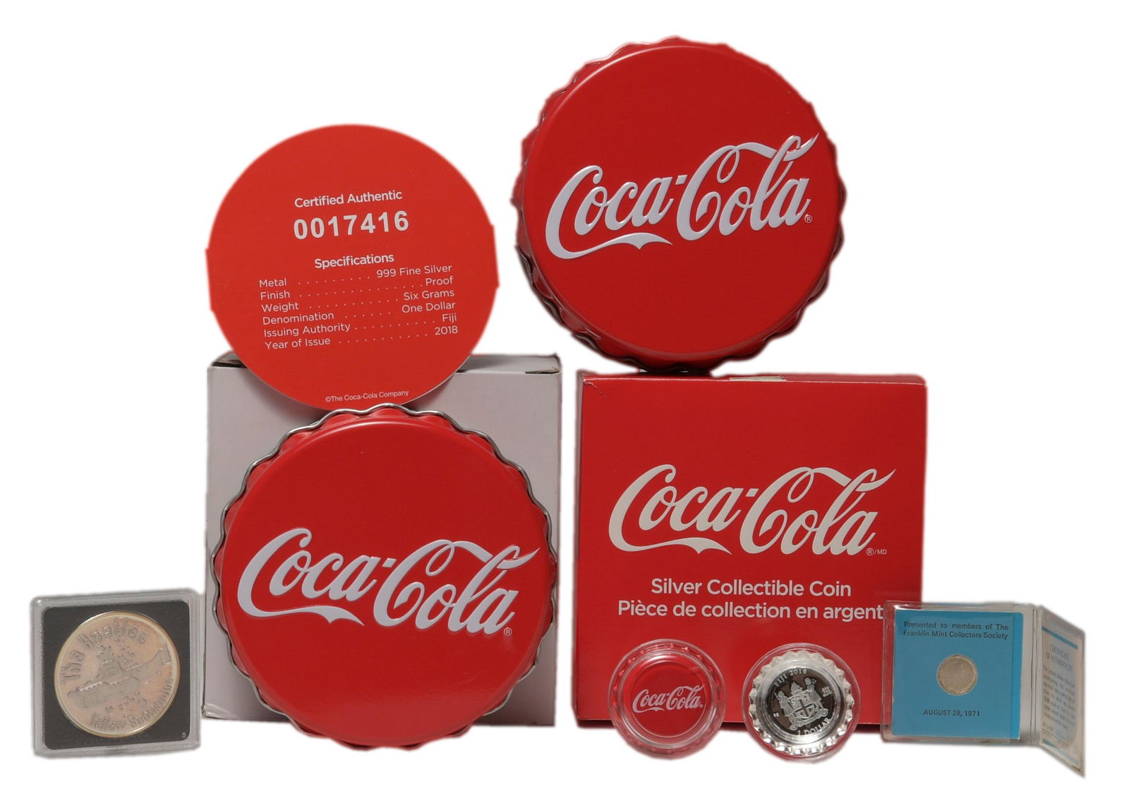 4, 2018 Fiji $1 Silver Coca Cola Coins, Beatles