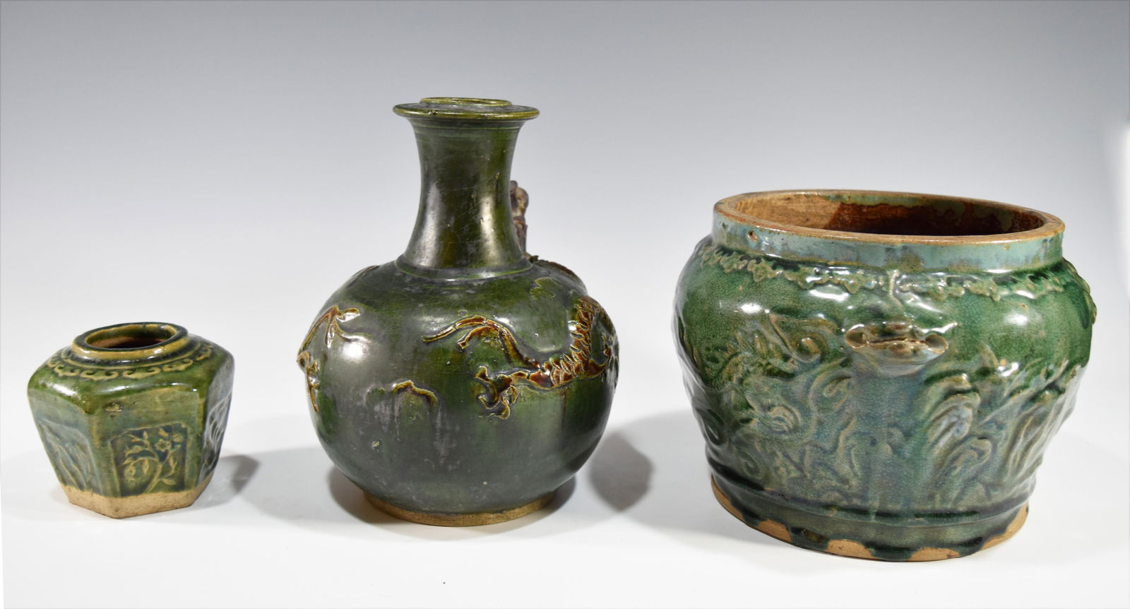 3 Chinese Green Glazed Ceramics, 16 19th Century