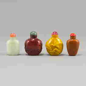 Collection of Four Rare Antique Label Under Glass Back Bar Bottles ...