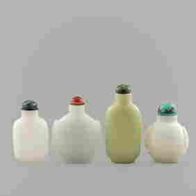 Collection of Four Rare Antique Label Under Glass Back Bar Bottles ...