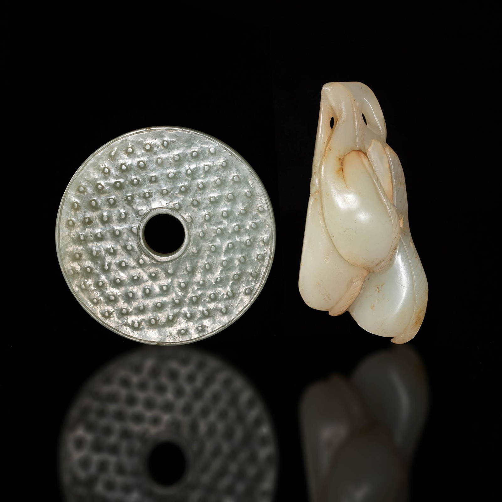A Chinese Jade Bi And A Jade Toggle, 18th/19th Century Auction
