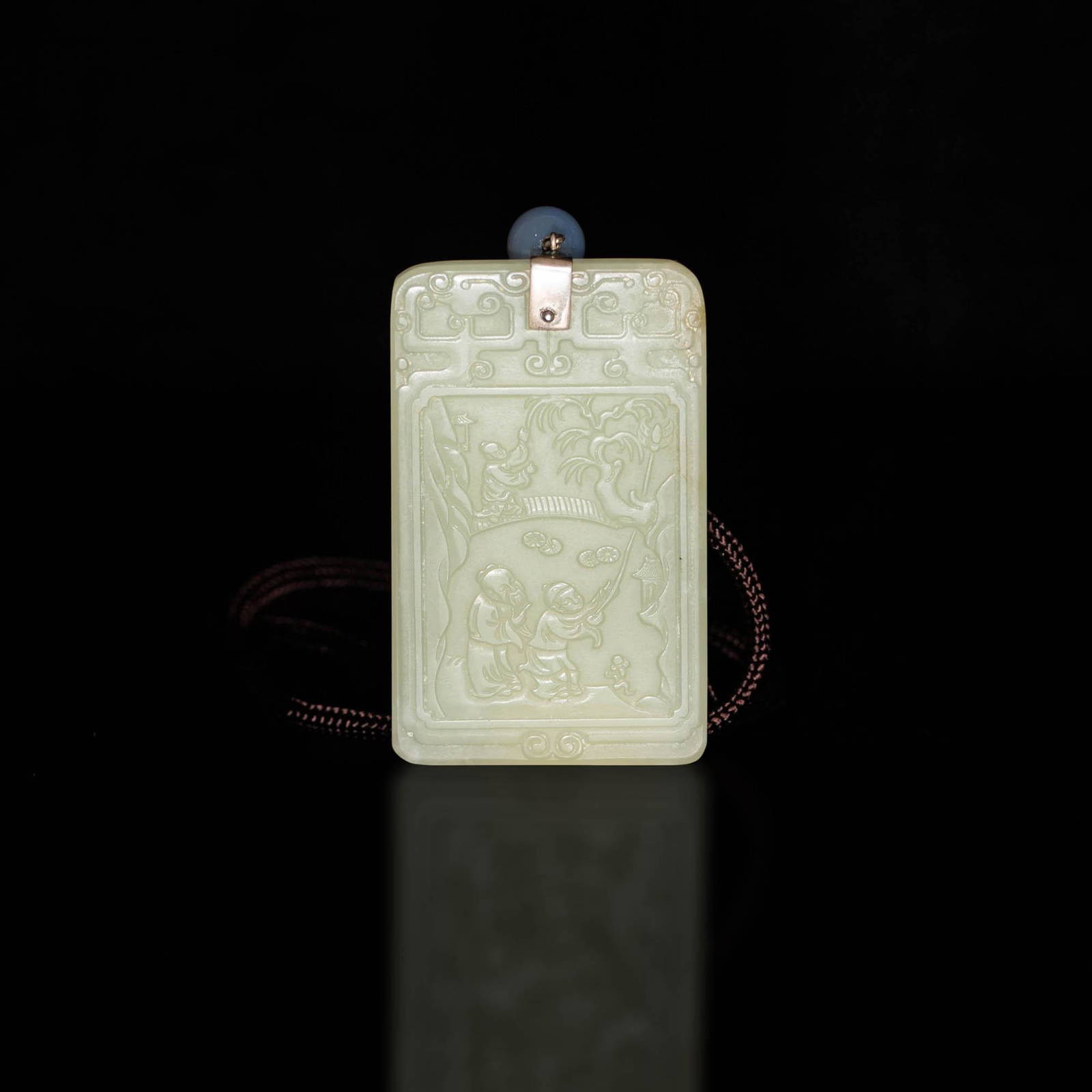 A Chinese Jade Figural Plaque With Inscription Auction