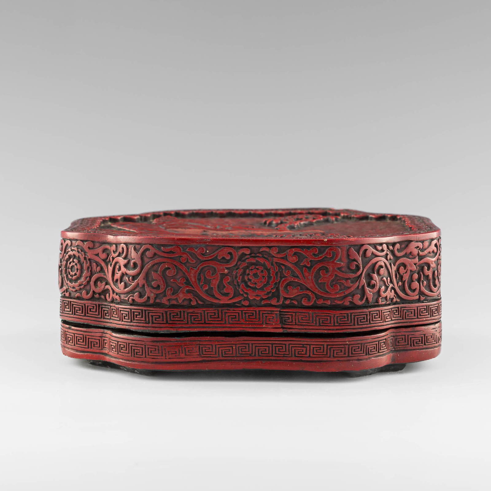 A Chinese Cinnabar Box With Landscape, 19th Century Auction
