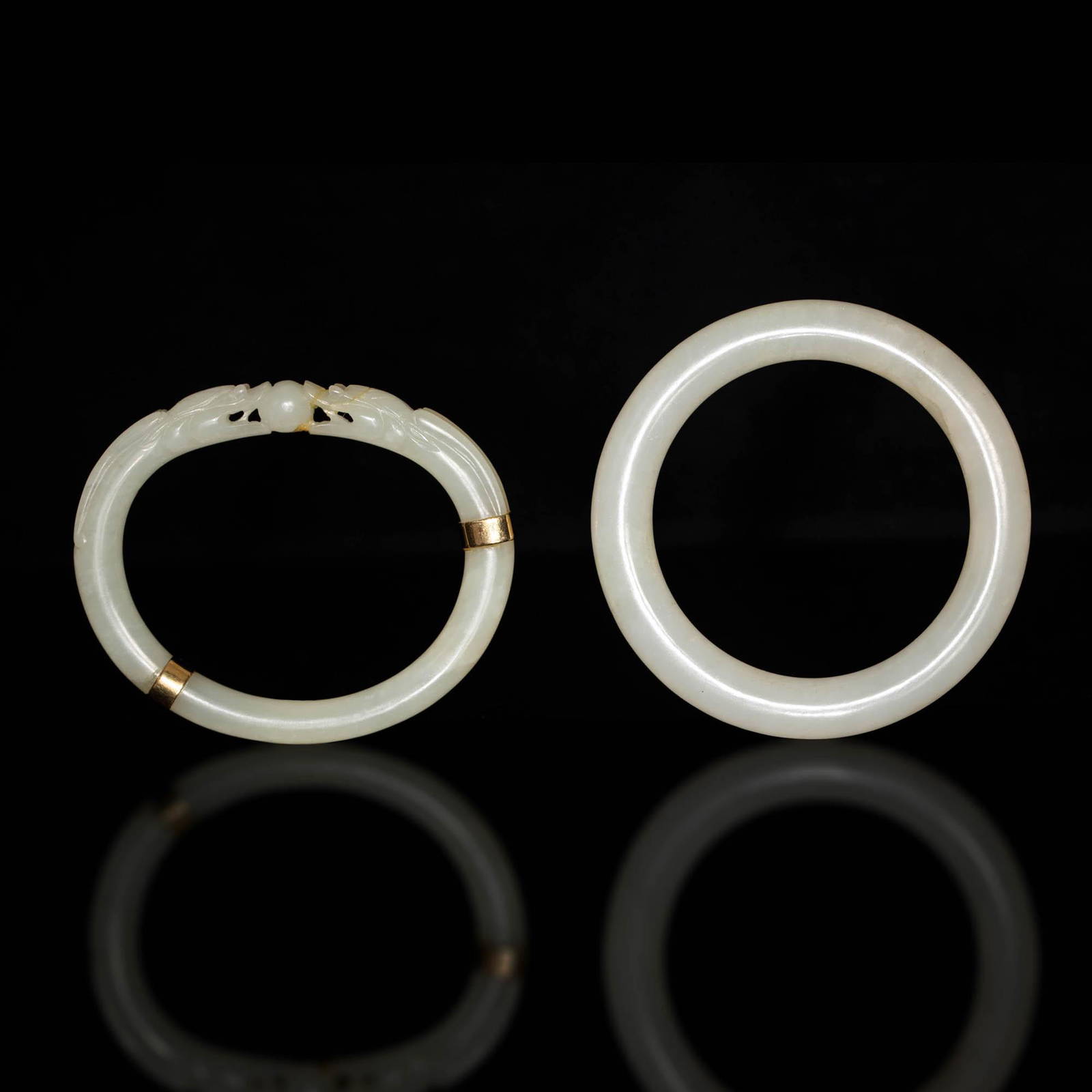 Two Chinese White Jade Bangles, 18th Century Auction