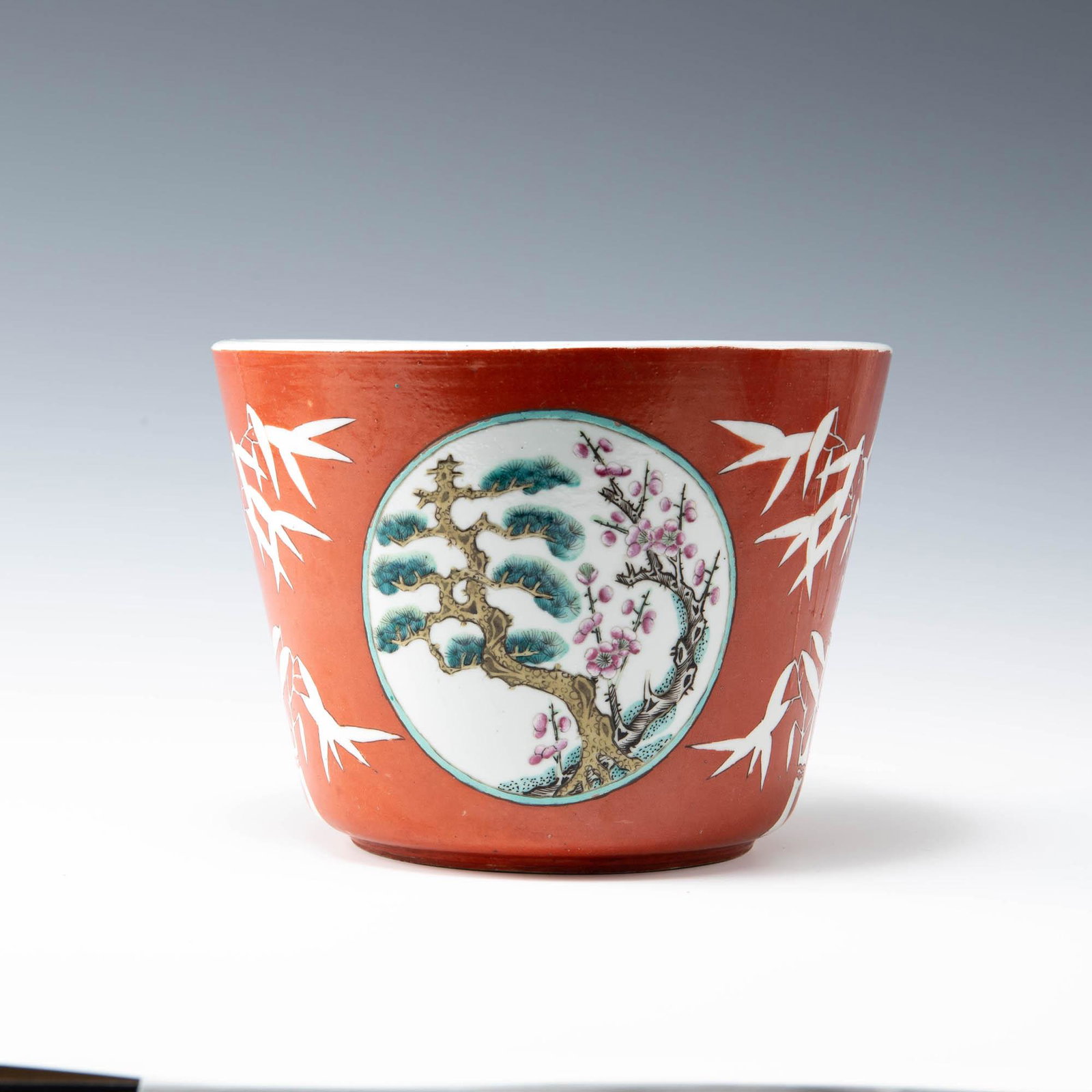A Chinese Coral Red Ground Jardiniere, 19th Century