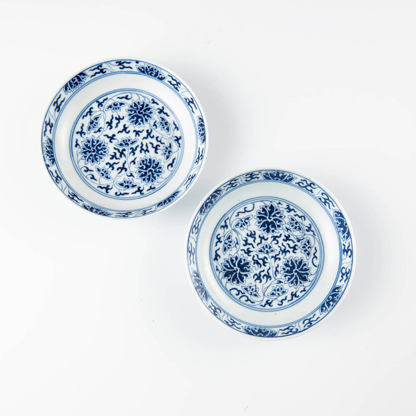 A Pair Of Chinese Blue And White 'lotus' Plates, Guangxu Period, Qing ...