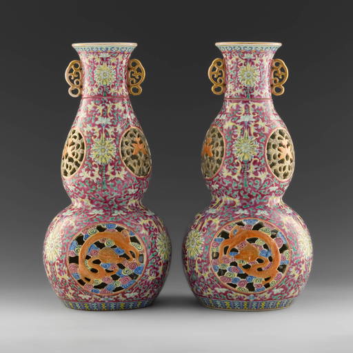 A Pair Of Chinese Ruby Red Glazed Outer Layer Vases, Republic Period