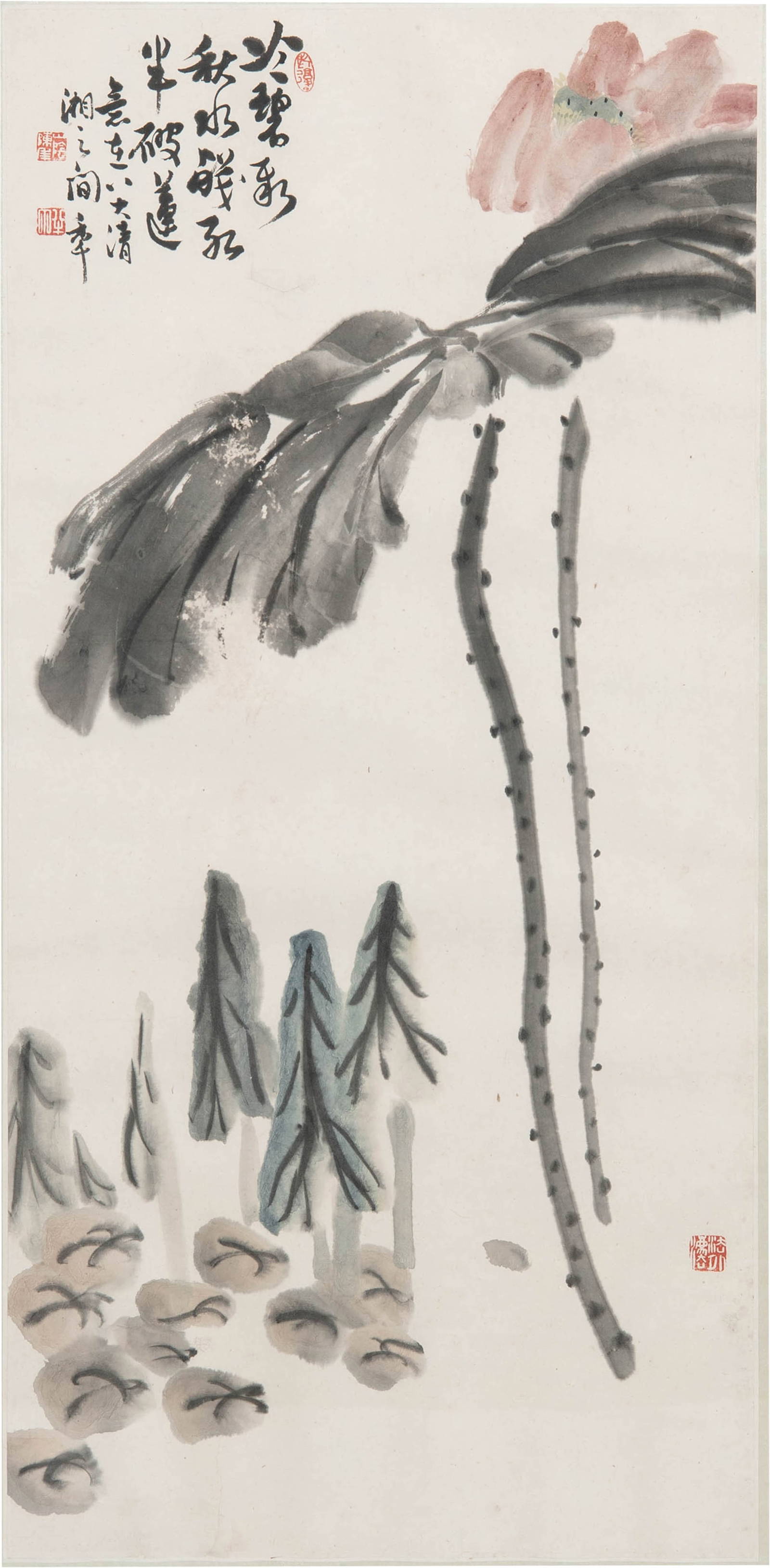 A Chinese Lotus Painting, Signed Chen Banding (chinese, 1876-1970) Auction