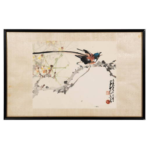 A Chinese Painting Of Flowers And Bird, Signed Zhao Shaoang (chinese ...