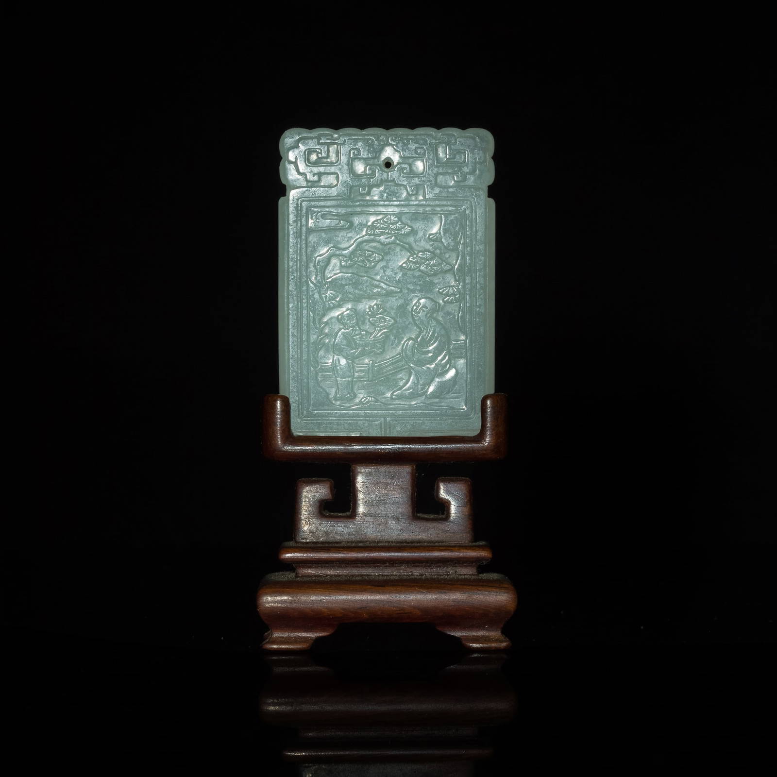 A Chinese Carved White Jade Poem Plaque, 18th Century Auction