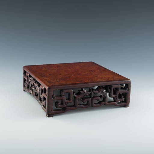 A Chinese Cherry Wood Inlaid Square Stand, Republic Period