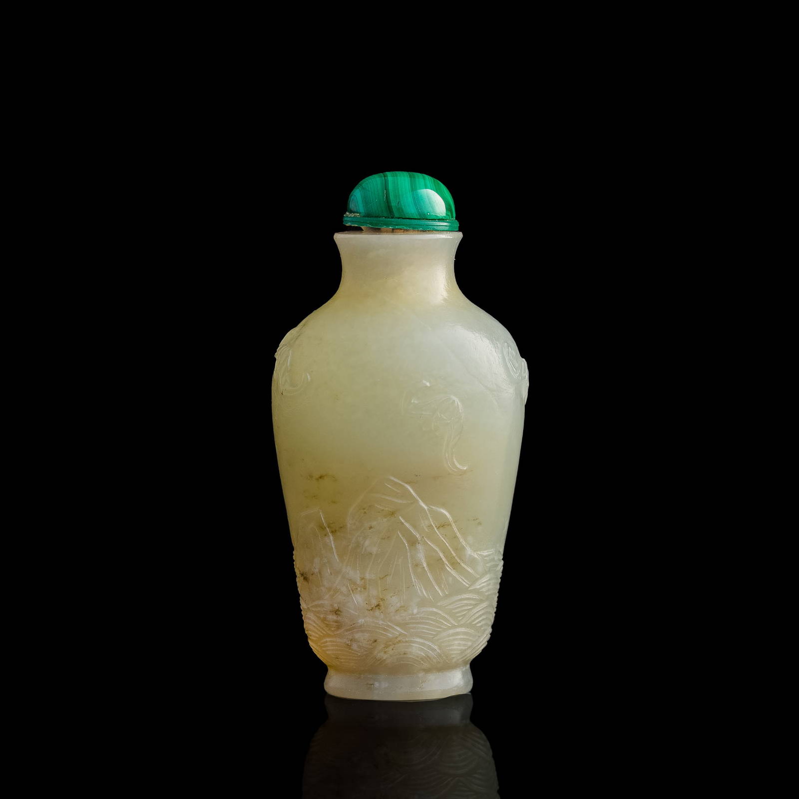 A Chinese Carved White Jade ‘bats’ Snuff Bottle, 18th Century Auction