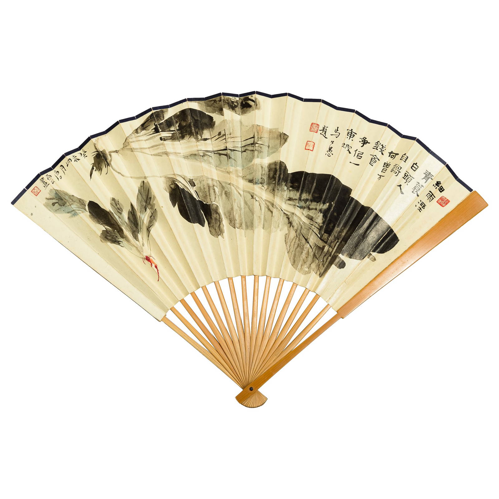 A Chinese Fan With 'bok Choy' Painting And Calligraphy, By Tang Yun ...
