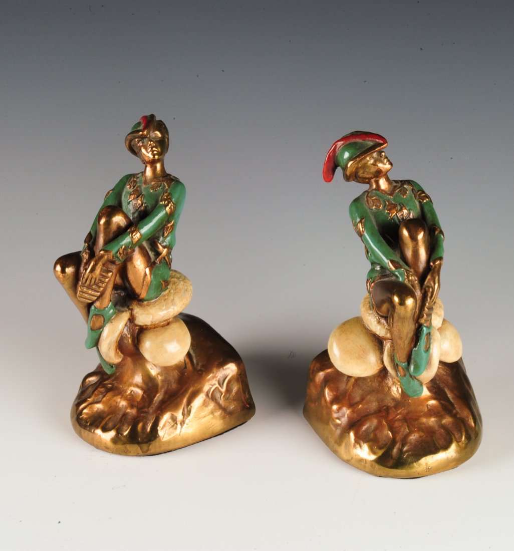 Pair of "Peter Pan" Marion Bronze Clad Bookends