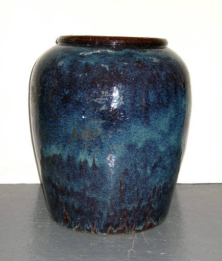 Massive Chinese Ceramic Jar With Flambe Glaze