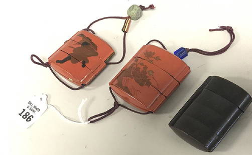 Antique Japanese Inro With Bone Netsuke