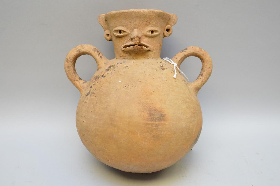 Pre-Columbian Bird Effigy Double Handled Pottery Jug.