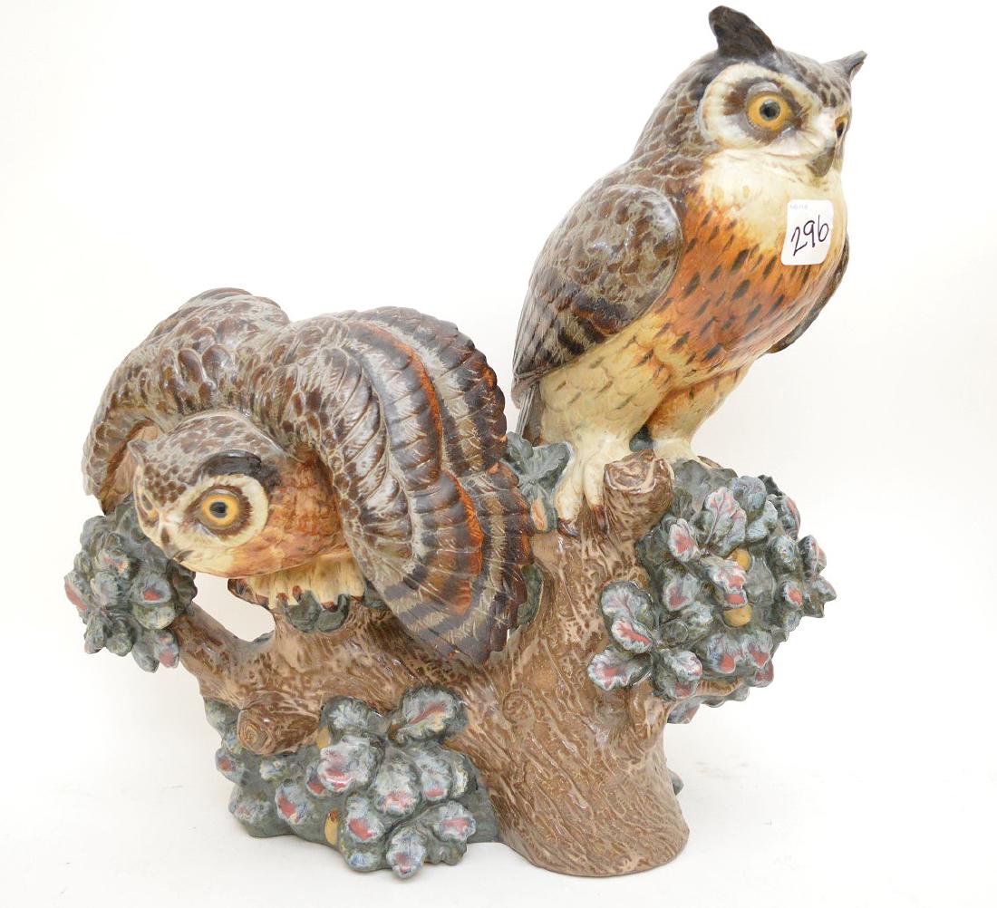 Lladro grouping, 2 owls with matte finish