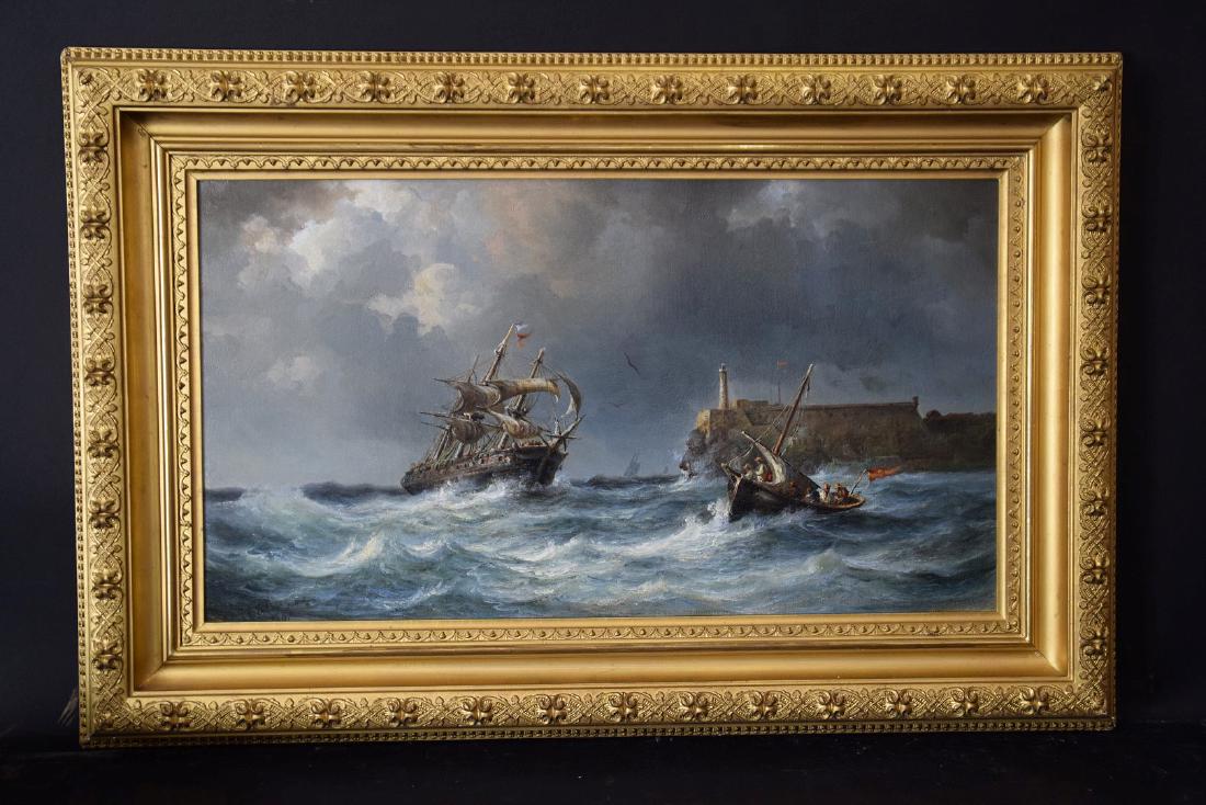 Fritz Melbye Havana Harbor w/ Moro castle 1861 oil