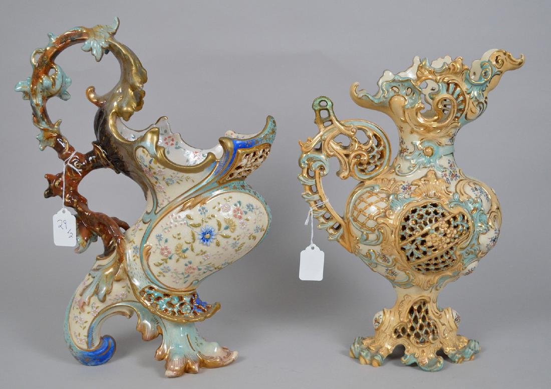 2 Pieces Fischer Budapest Porcelain. Large Reticulated