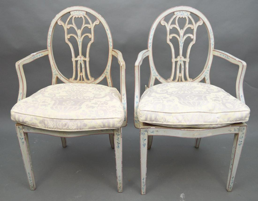 Fine pair of Adam style painted arm chairs, cane seats - Feb 18, 2020 ...