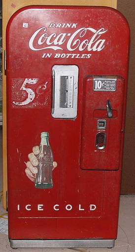 Vintage Coca Cola 5 Cent Bottle Machine With Bottle