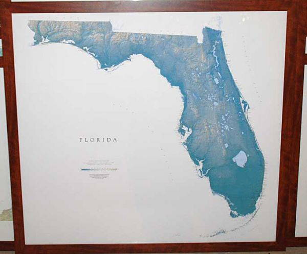 Large Decorative Framed Map Of Florida