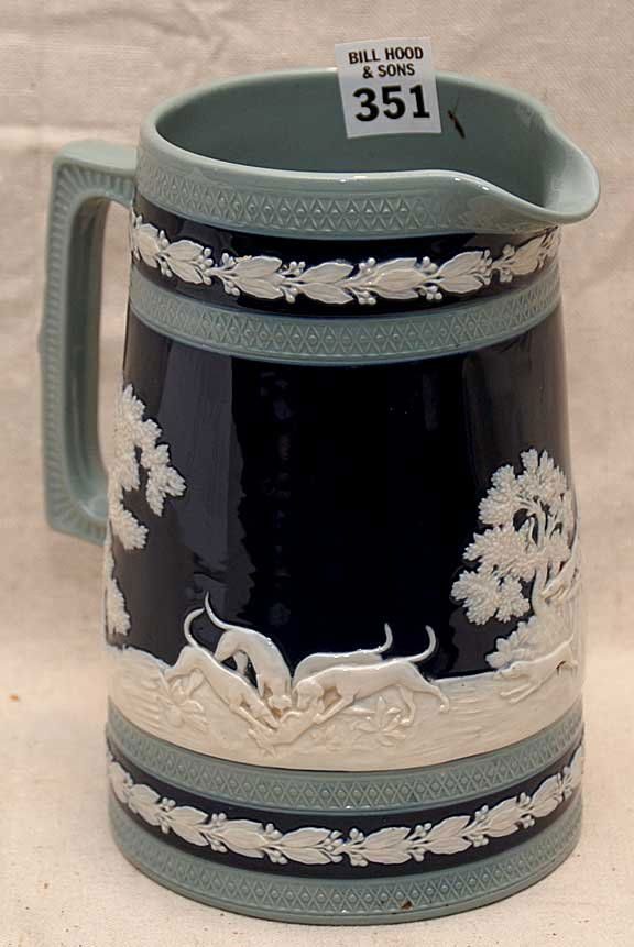 Copeland Spode Pitcher With Raised Hunt Scene, 7"