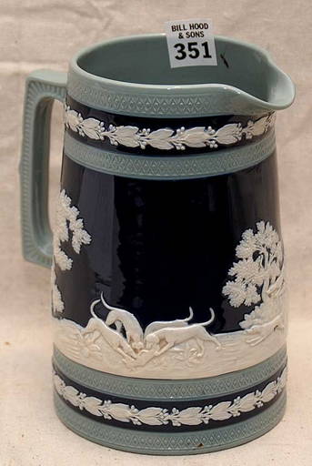 Copeland Spode Pitcher With Raised Hunt Scene, 7"