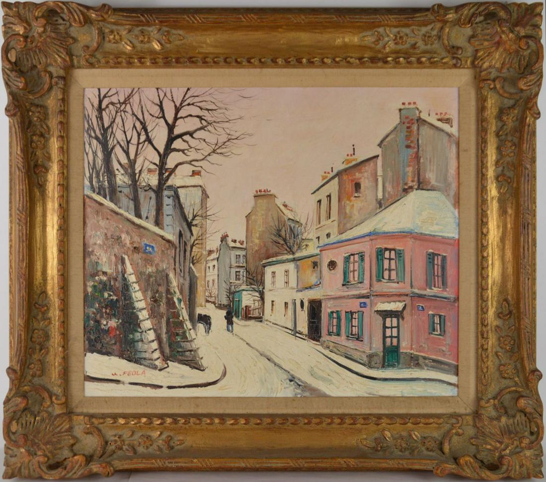 Charles Feola (french, 1917 1994) Oil On Canvas, Winter