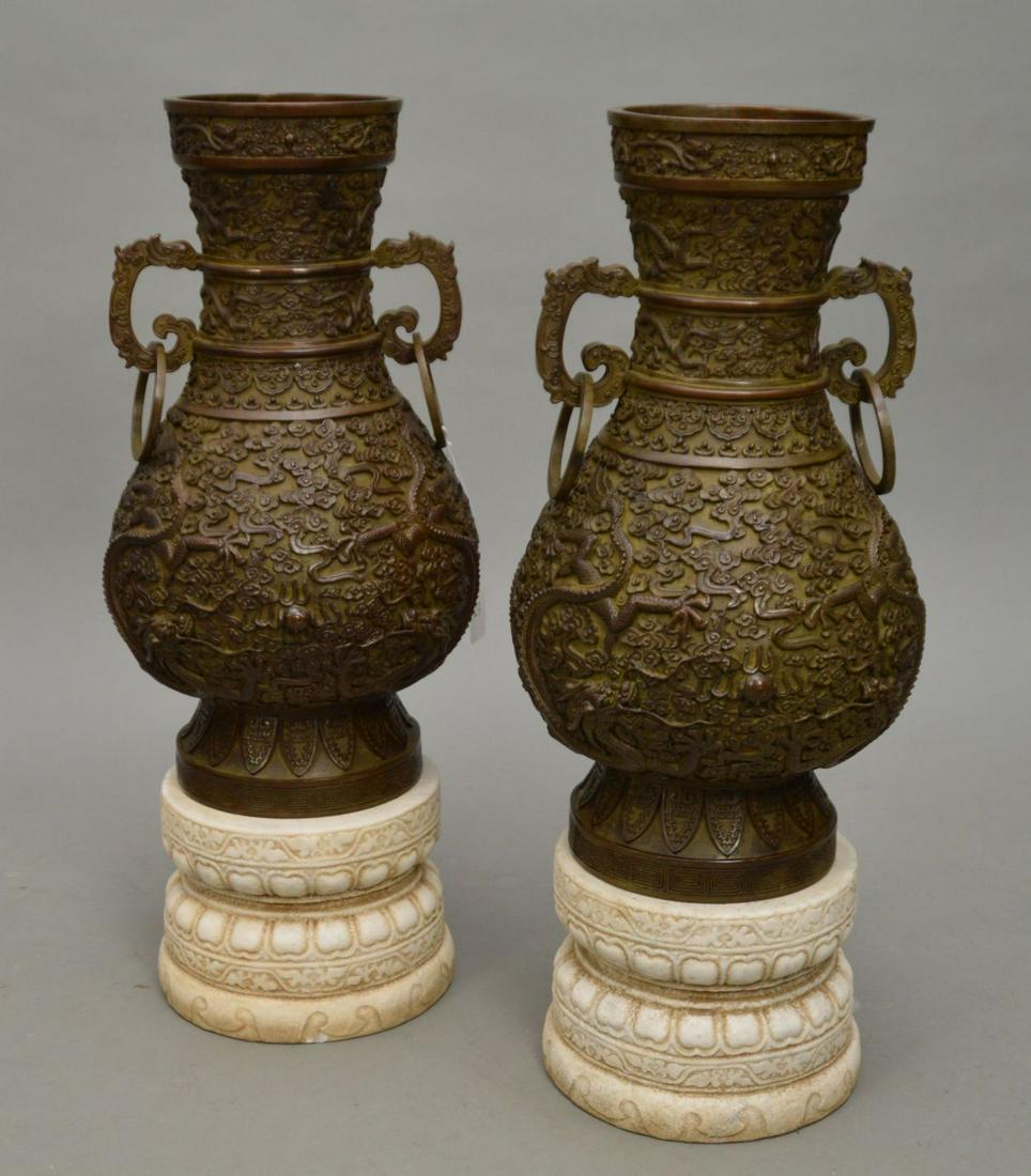 Pair Chinese Rare And Finely Cast Imperial Bronze