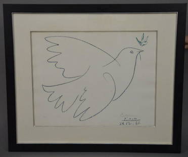 Pablo Picasso Dove Of Peace" Signed Lithograph"