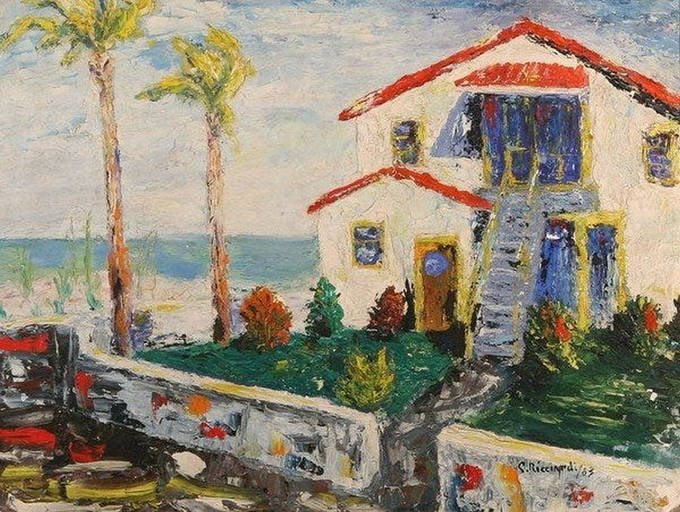 Cesare Ricciardi (1892 1973) Beach House Painting,