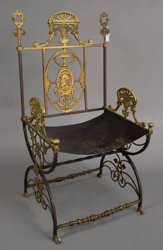 Solid Brass Arm Chair In The Romanesque Design With