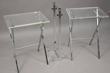 2 Vintage Lucite Folding Snack Tables